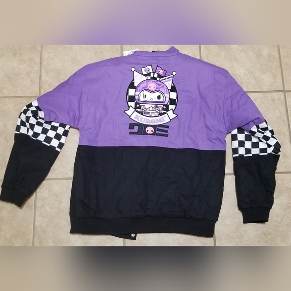 Sanrio | Jackets & Coats | Sanrio Kuromi Purple Checkered Racing Jacket ...